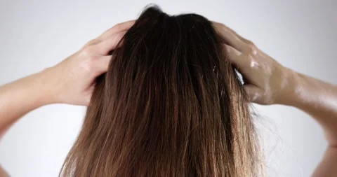 Itching Dry Head Scalp And Long Hair | Stock Video | Pond5