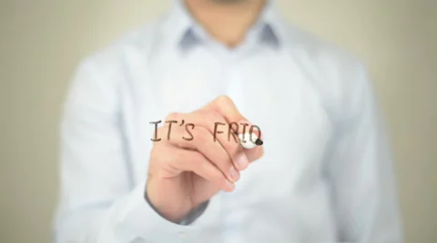 It's Friday , Man writing on transparent... | Stock Video | Pond5