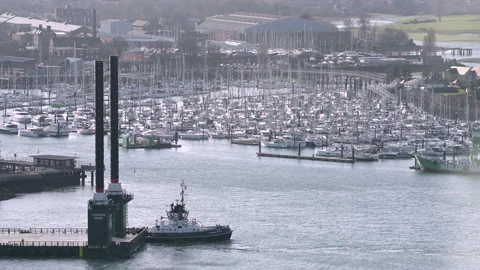 Jack-up rig Typhoon 3000 arrives Portsmo... | Stock Video | Pond5