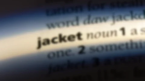 jacket word in a dictionary. | Stock Video | Pond5
