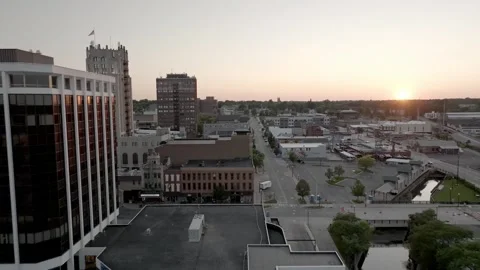 Jackson, Michigan downtown skyline at su... | Stock Video | Pond5