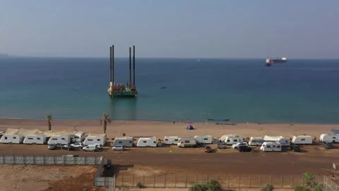 A jackup rig or a self-elevating unit mo... | Stock Video | Pond5
