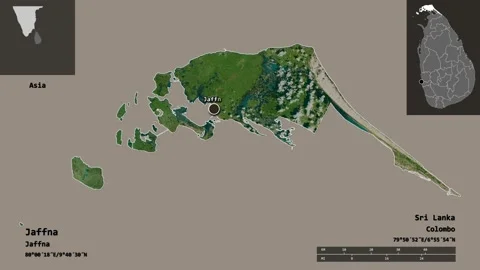 Jaffna location. Sri Lanka. Satellite ma... | Stock Video | Pond5