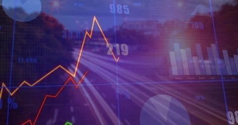 Jagged yellow line graph dancing across ... | Stock Video | Pond5