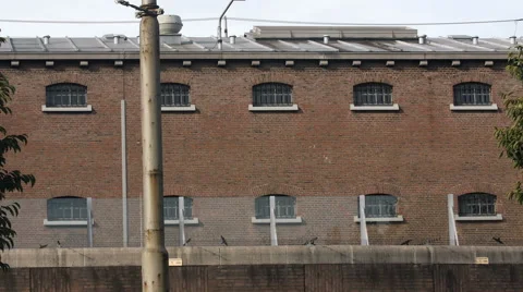 Jail exterior enclosure wall and prison ... | Stock Video | Pond5