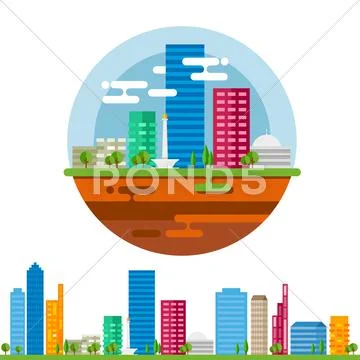 Jakarta city landscape in vector flat Illustration #46478916