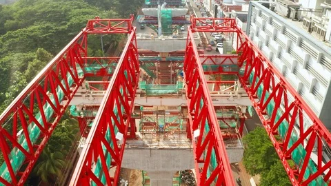 Jakarta LRT elevated track project with ... | Stock Video | Pond5