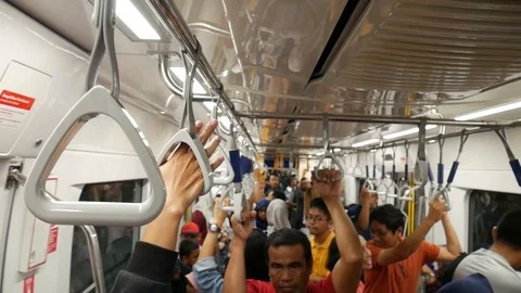 Jakarta MRT - Inside the Commuter - Clos... | Stock Video | Pond5