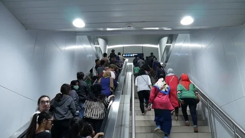 Jakarta MRT - People using up stairs and... | Stock Video | Pond5