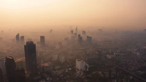 Jakarta skyline with dangerous air pollu... | Stock Video | Pond5