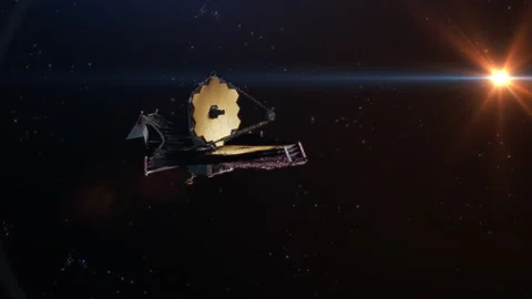 James Webb space telescope orbiting the ... | Stock Video | Pond5