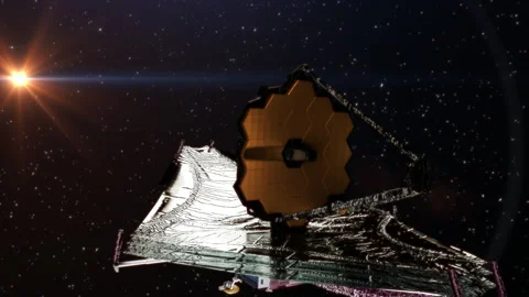James Webb space telescope orbiting the ... | Stock Video | Pond5