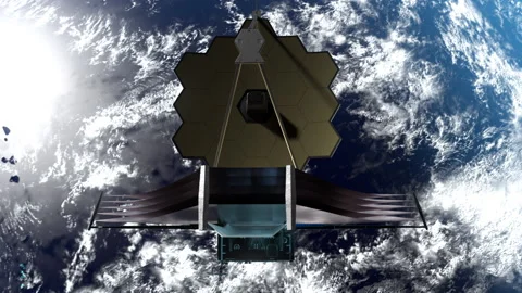 James Webb telescope on orbit of Earth. ... | Stock Video | Pond5