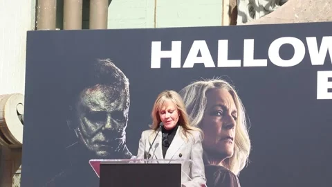 Jamie Lee Curtis Hand And Footprint In C... | Stock Video | Pond5