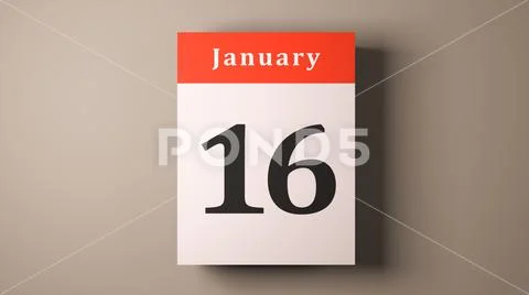 January 16th New Year shot showing year calendar Illustration #122839168