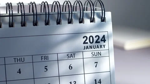 January 2024 calendar. The concept of pl... | Stock Video | Pond5