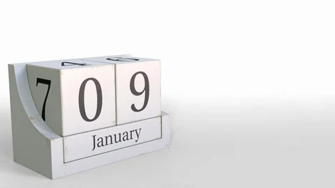 January 9 date on retro blocks calendar,... | Stock Video | Pond5