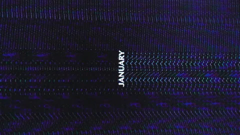 January in white text on noisy static fi... | Stock Video | Pond5
