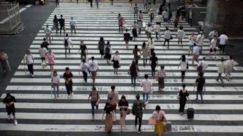 JAPAN : Aerial blurred view of zebra cro... | Stock Video | Pond5