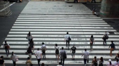JAPAN : Aerial blurred view of zebra cro... | Stock Video | Pond5