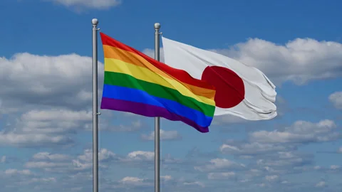Japan and LGBT movement two flags | Stock Video | Pond5