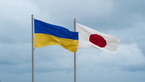 Japan and Ukraine flag | Stock Video | Pond5