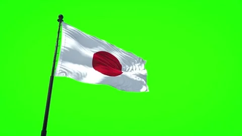 Japan Flag Green Screen with 4K Resoluti... | Stock Video | Pond5