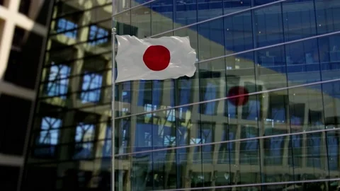 Japan Flag Waving On A Skyscraper Buildi... | Stock Video | Pond5