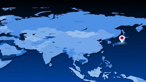Japan location tracking animation on ear... | Stock Video | Pond5