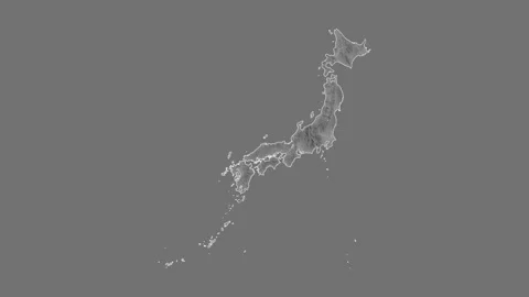 Japan map - cartoon. Regions. Grayscale. | Stock Video | Pond5