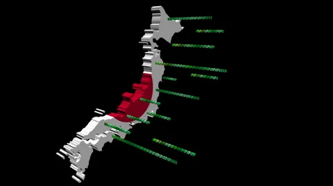 Japan map flag with binary code animatio... | Stock Video | Pond5