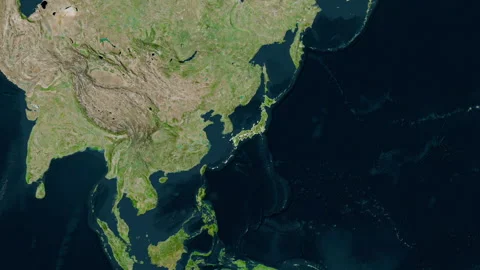 Japan map - glide. Regions. Satellite. | Stock Video | Pond5