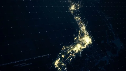 Japan Map Night Lighting. | Stock Video | Pond5