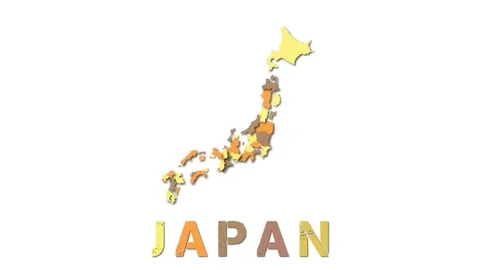 Japan map with paper regions. Animated c... | Stock Video | Pond5