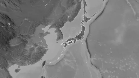 Japan map - solid. Regions. Grayscale. L... | Stock Video | Pond5
