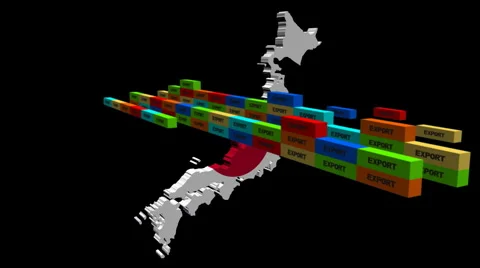 Japan map with stacks of containers anim... | Stock Video | Pond5