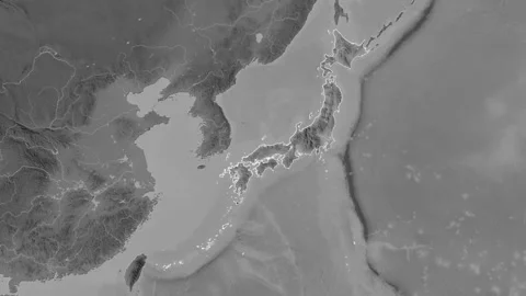 Japan map - zoom. Border. Grayscale. | Stock Video | Pond5