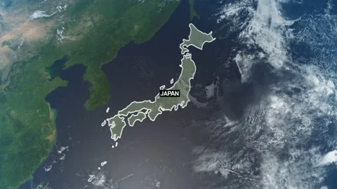 Japan map, zooming in from the space thr... | Stock Video | Pond5