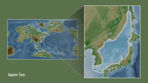 Japan Sea. Pale map. Patterson Cylindric... | Stock Video | Pond5