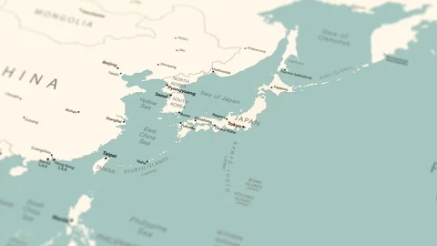 Japan on the world map. Smooth map rotat... | Stock Video | Pond5