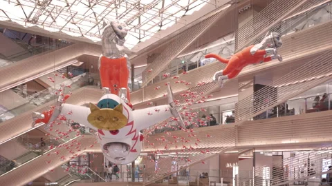 Japanese Art installation BIG CAT BANG b... | Stock Video | Pond5