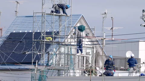 Japanese Construction Workers Working On... | Stock Video | Pond5