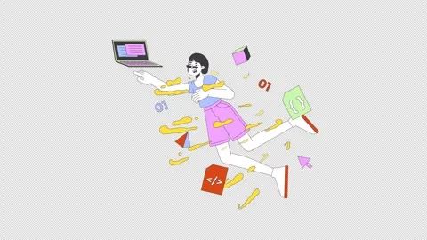 Japanese female app developer coding 2D ... | Stock Video | Pond5