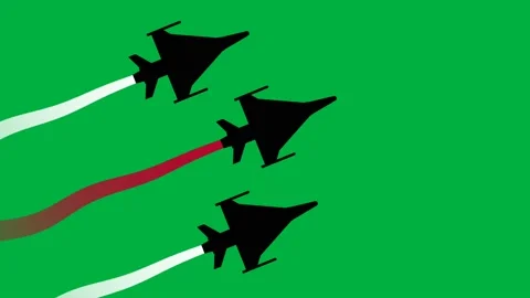 Japanese fighter jet animation on green ... | Stock Video | Pond5