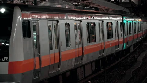 Japanese JR E233 EMU electric train wait... | Stock Video | Pond5