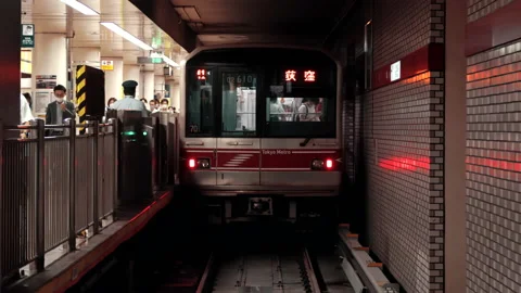 Japanese metro train on Marunouchi Line ... | Stock Video | Pond5