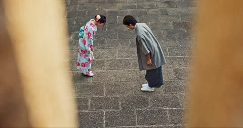 Japanese people, bow and traditional clo... | Stock Video | Pond5