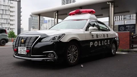 Japanese Police Car on Duty in Osaka on ... | Stock Video | Pond5