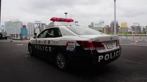 Japanese Police Car on Duty in Osaka on ... | Stock Video | Pond5