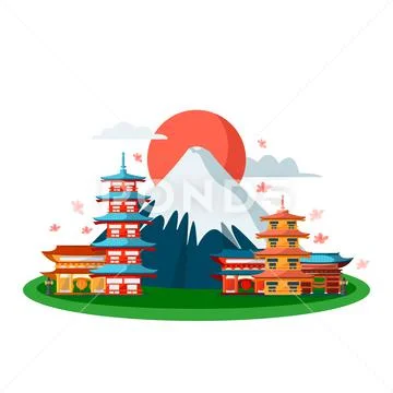 Japanese symbols. Vector cartoon illustration, isolated on white ...